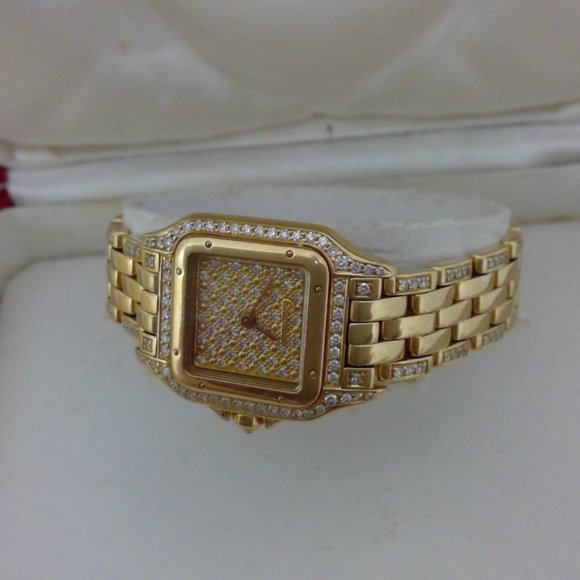 Cartier | Jewelry | Cartier Gold And Diamond Panther Watch 8kt | Poshmark